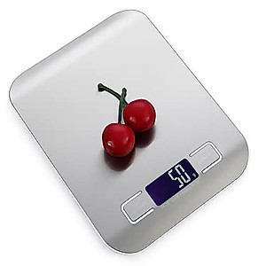 22lb (Max) Digital Kitchen Scale for Cooking and Baking (Silver) - Extra Precise Measurements, 6 Units (g/kg/oz/lb/ml), Auto Shut Off, Food Grade Stainless Steel, Non-Slip Design, Anti-Fingerprinting