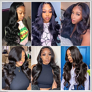 Lzlefho HD Transparent 360 Lace Front Wigs Human Hair 180% Density Pre Plucked 360 Body Wave Full Lace Human Hair Wigs for Women with Baby Hair Natural Color (30inch)