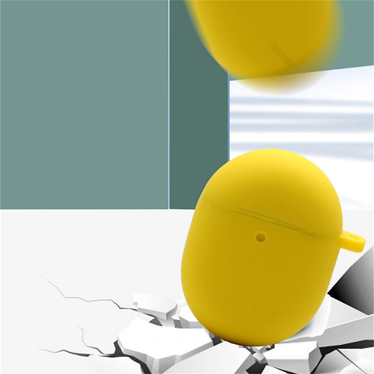 for Google Pixel Buds Pro Silicone Case Anti-Fall Anti-Scratch Shockproof Protective Cover with Keychain (Yellow)