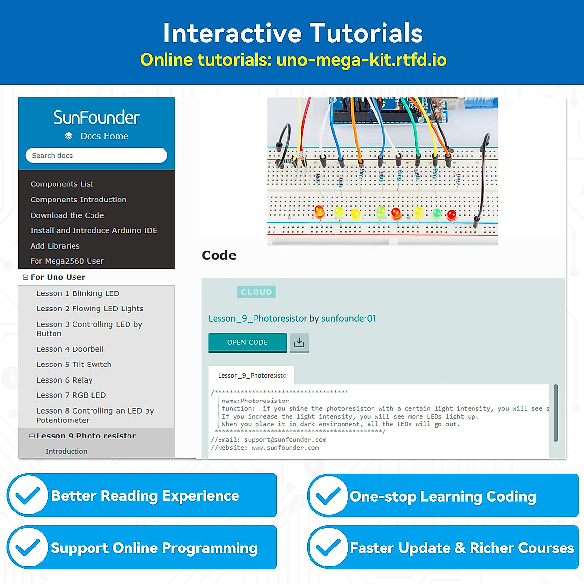 SunFounder Project Complete Starter kit Compatible with Arduino UNO R3 Arduino IDE/Scratch Coding with 42 Detailed Online Tutorials
