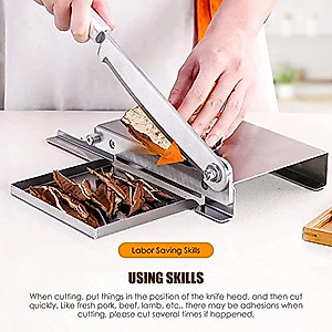 CGOLDENWALL Manual Meat Slicer Meat Bone Cutter Machine Chinese Medicine Jerky Slicer Rib Chicken Fish Frozen Meat Vegetables Deli Food Slicing Machine Home Cooking Use