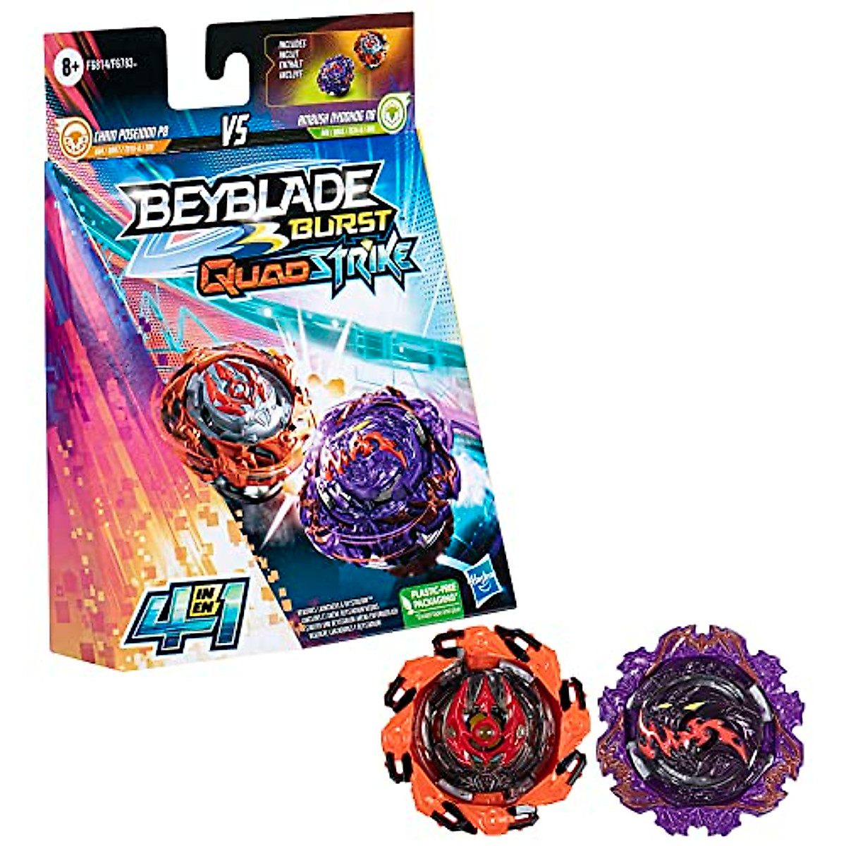 BEYBLADE Burst QuadStrike Ambush Nyddhog N8 and Chain Poseidon P8 Spinning Top Dual Pack, 2 Battling Game Top Toy for Kids Ages 8 and Up
