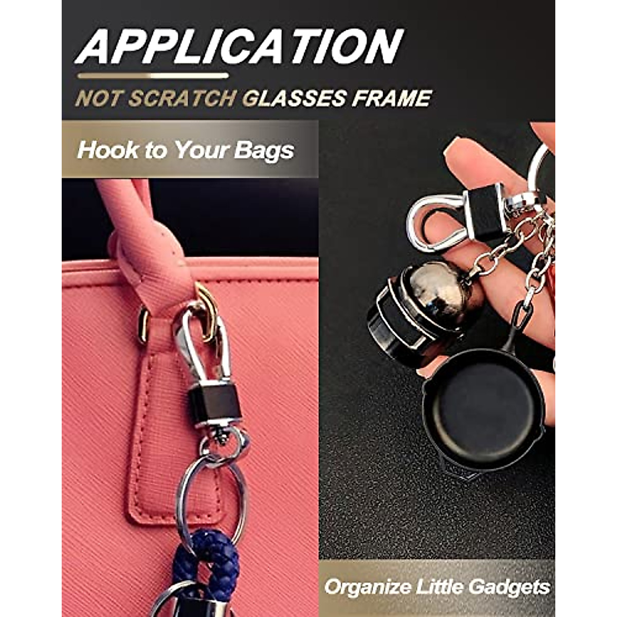 FEYOUN 4 Pack Metal Carabiner Keychain Key Clip Hook, 4 Key Rings Car Key Chain Clips Ring Holder Organizer for Men and Women, Car Accessories, Multi Color