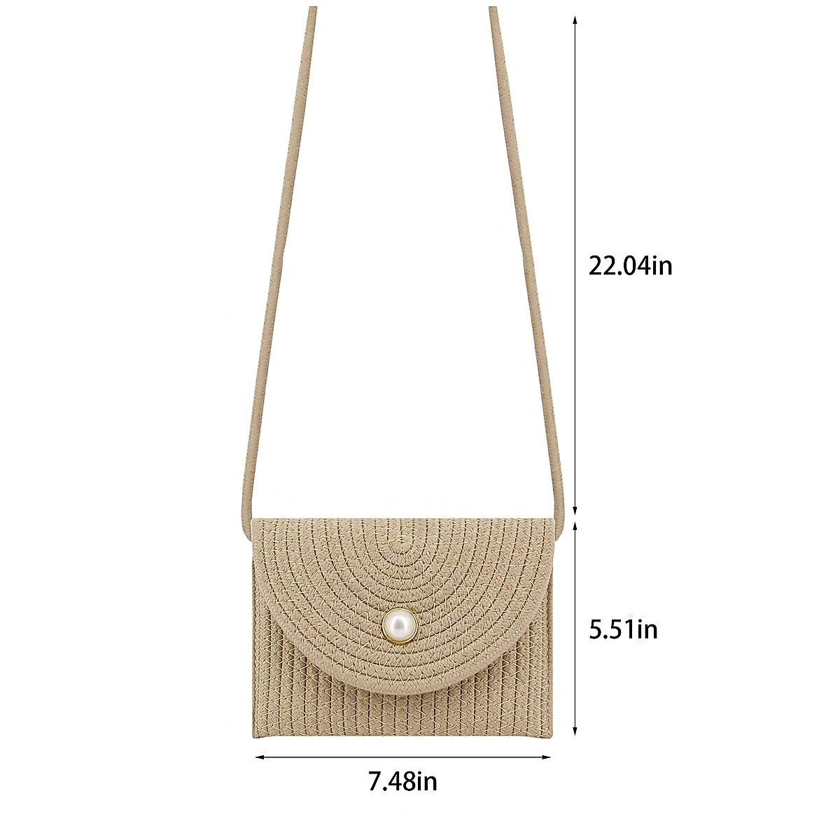 jascaela Women's Straw Woven Crossbody Bag Summer Beach Clutch Purse - Khaki