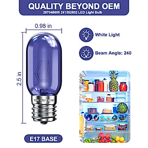 Premium 297048600 241552802 Refrigerator Light Bulb Replacement for T8 40W Freezer Fridge Light Bulb Compatible with Whirlpool KitchenAid Electrolx Kenmore Frigidaire -10 Years Warranty 2PCS