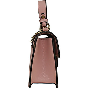 B BRENTANO Vegan Medium Crossbody Top Handle Purse with Metallic Trim (Blush Pink)