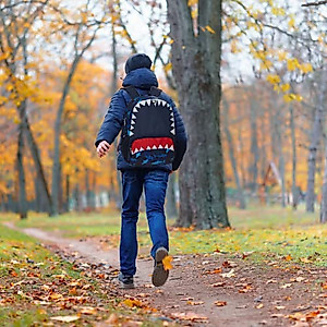 RALME 16 Inch Shark Backpack with Lunch Box Set for Boys or Girls, Value Bundle, Blue