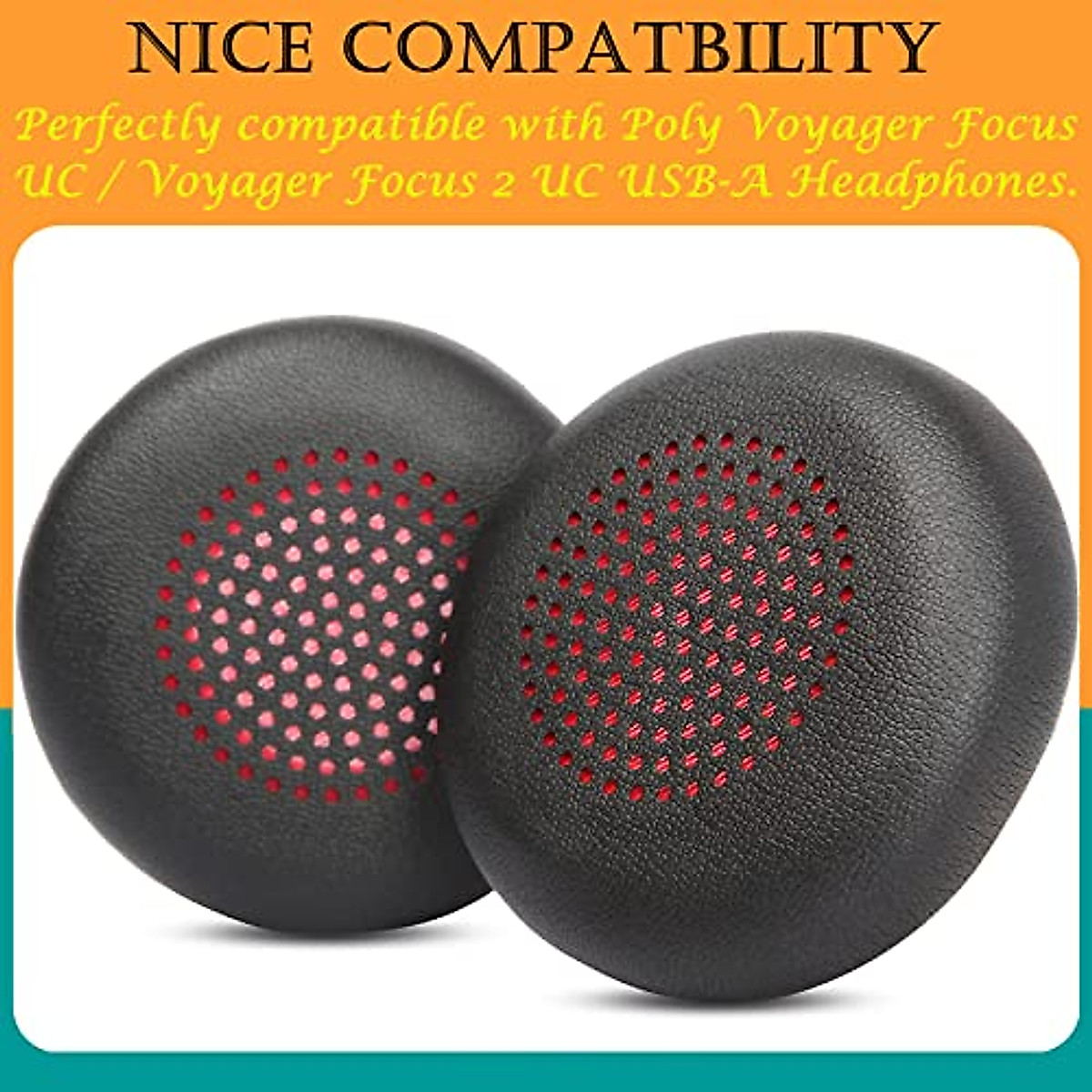 TaiZiChangQin Voyager Focus UC Upgrade Ear Pads Ear Cushions Replacement Compatible with Poly Voyager Focus UC / Voyager Focus 2 UC USB-A Headphone ( Protein Leather Earpads )