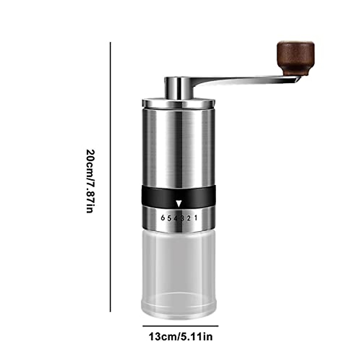 Manual Coffee Grinder, Stainless Steel Burr Coffee Grinder, Portable Coffee Bean Mill with Adjustable Settings and Bearing Hand, Ceramic Core Coffee Bean Grinder for Home Traveling Hiking or Camping