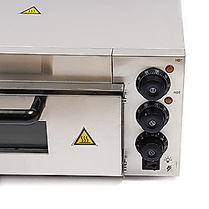 Electric Countertop Pizza Oven, Indoor Commercial Pizza Maker Machine, Stainless Steel Pizza Baking Oven for Kitchen Restaurant with Individual Temperature Control and 60Mins Timer-Pizza Baker up to 12''