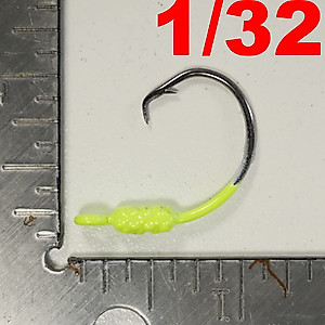 Yellowtail Snapper Weighted Circle Hook Jig - (Chartreuse) 4/0 Hook - 1/32 oz - 25 Pack
