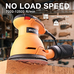 Random Orbital Sander 5" Electric Power Sander 6 Variable Speed 120 V 2.8Amp Electric Sander Kit Max 12,500RPM with Carrying Bag, 15 PCS Sandpaper, Orbit Sander for Woodworking/DIY Home Improvements