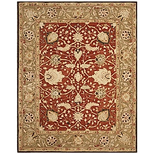 SAFAVIEH Anatolia Collection 8' x 10' Rust / Green AN512G Handmade Traditional Oriental Premium Wool Area Rug