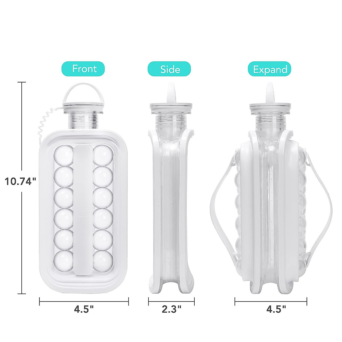 ALSOMTEC Portable Ice Ball Maker Sanitary Ice Cube Tray for Freezer 2 in 1 Ice Maker Mold Makes 17 Ice Round Cubes mold BPA-Free(Pink)