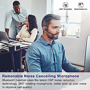 BANIGIPA Bluetooth Headset with Removable Microphone, Noise Cancelling Wireless Headset for Phones Laptop Computer PC, Open Ear Headphones for Office Meeting Running Cycling Driving Working-12 Hrs
