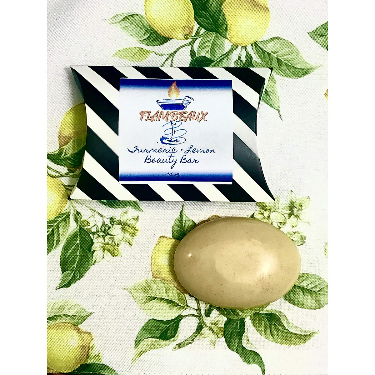 Flambeaux Bath & Beauty | Handmade Soap | Turmeric + Lemon | Goat Milk Soap | Reduces Acne Scars | Hyper-pigmentation | Natural Exfoliant | Brightens Dark Circles
