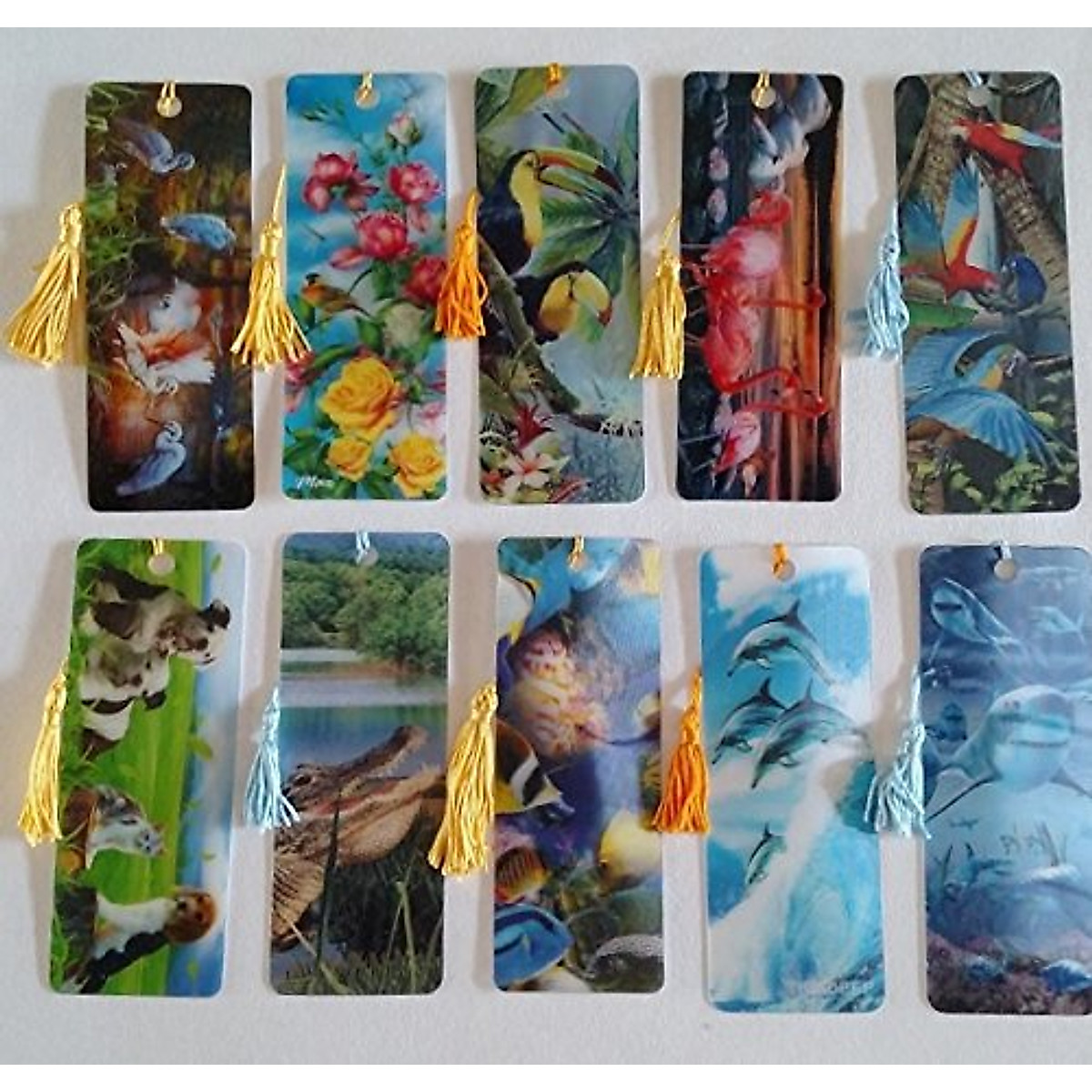 3 D Realistic Lenticular Bookmarks with Tassel Assorted 10 Pack
