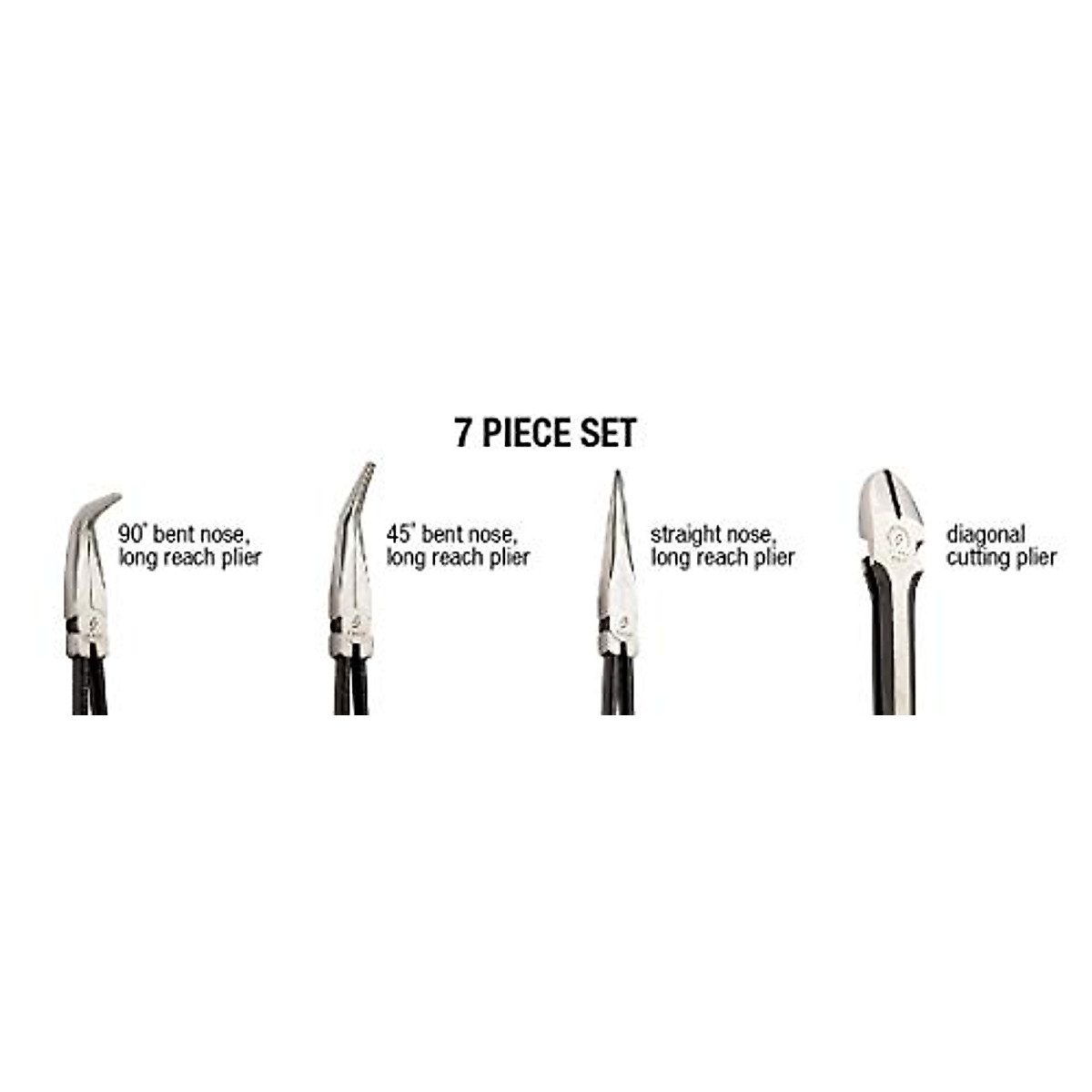 Sunex 3613V 7Pc Long Reach Pliers Set,Red