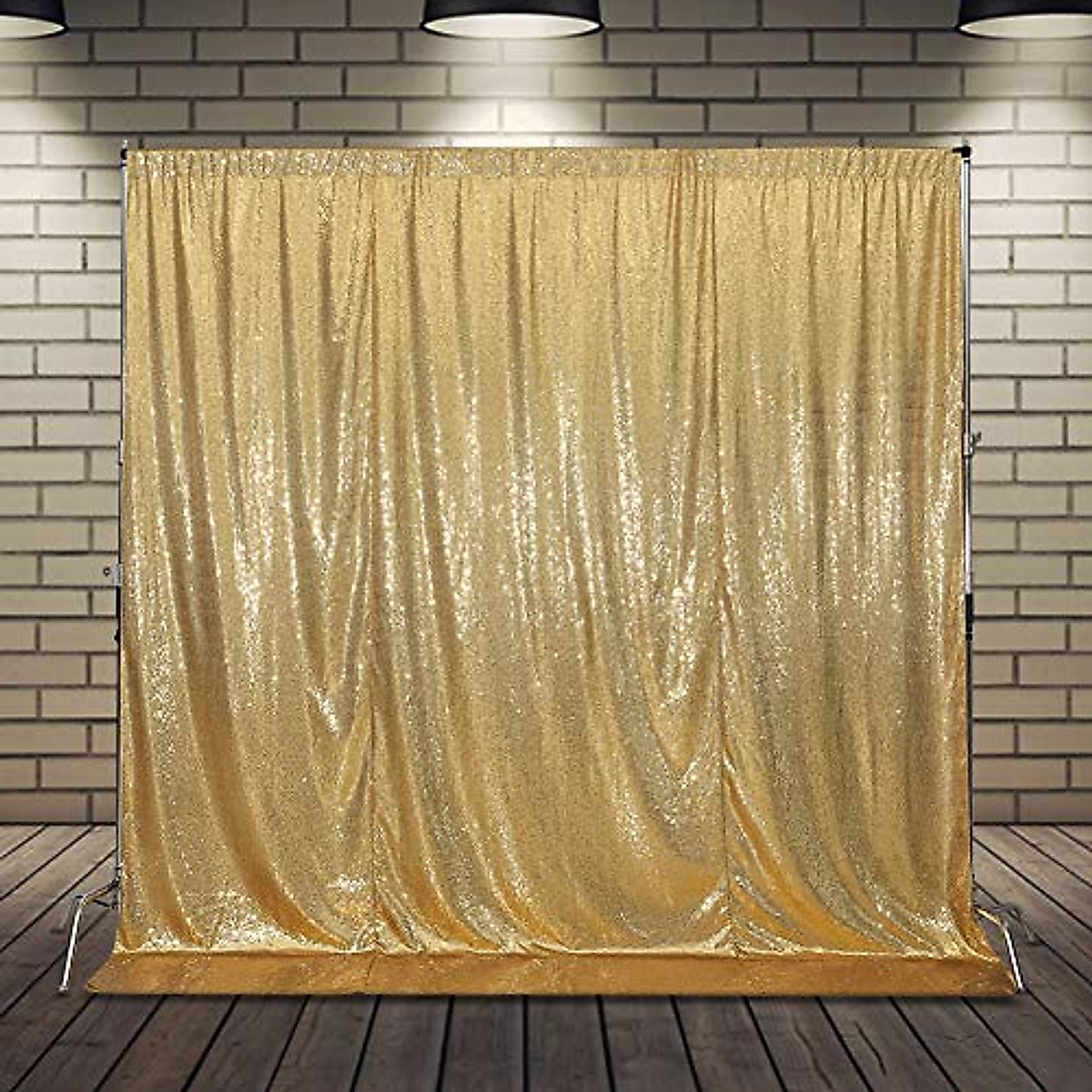 SquarePie Sequin Backdrop Curtain Not See Through Background for Wedding Party 6FT x 8FT Gold