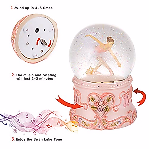 Septwonder Ballerina Snow Globe Plays Ballet Tune Swan Lake, Snowglobe for Wife, Daughter, Granny and Granddaugther
