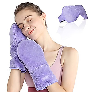 SuzziPad Microwavable Arthritis Gloves with Eyes Mask, Heated Gloves for Arthritis Hands, Stiff Joints, Carpal Tunnel, Trigger Finger; Moist Heat Hand Warmer Gloves Mittens with Washable Cover, 1 Pair