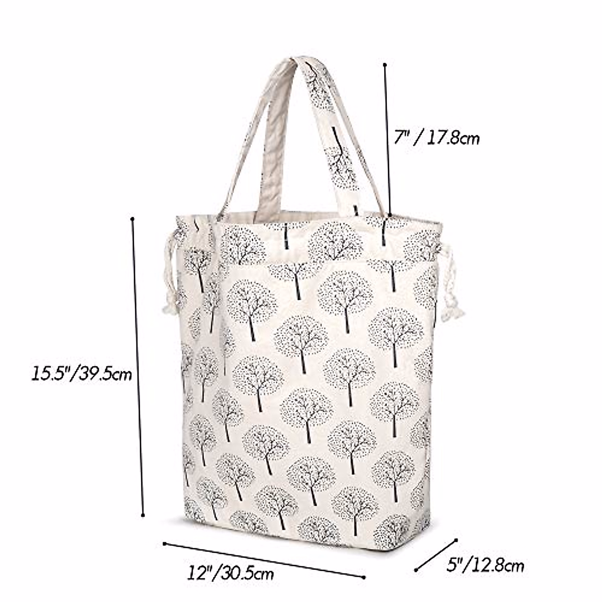 Teamoy Knitting Tote Bag with Drawstring Closure, Portable Yarn Storage Bag for Knitting Needles, Yarn Skein and Crochet Supplies, Tree (Bag Only)