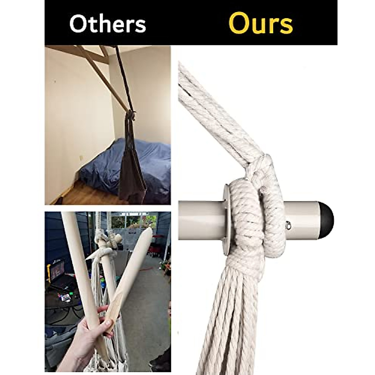 Miztli Hammock Chair Hanging Chair Swing with Foot Rest, Max 500 Lbs, Steel Spreader Bar with Anti-Slip Rings-2 Cushions Included-for Bedroom Indoor and Outdoor