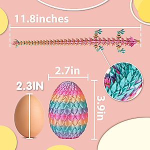 Small Dragon Eggs with Dragon Inside, 3D Printed Surprise Funny Gifts for Kids, Articulated Dragon Fidget Toys for Adults, Executive Desk Toys Office Room Décor (Pastel Rainbow)