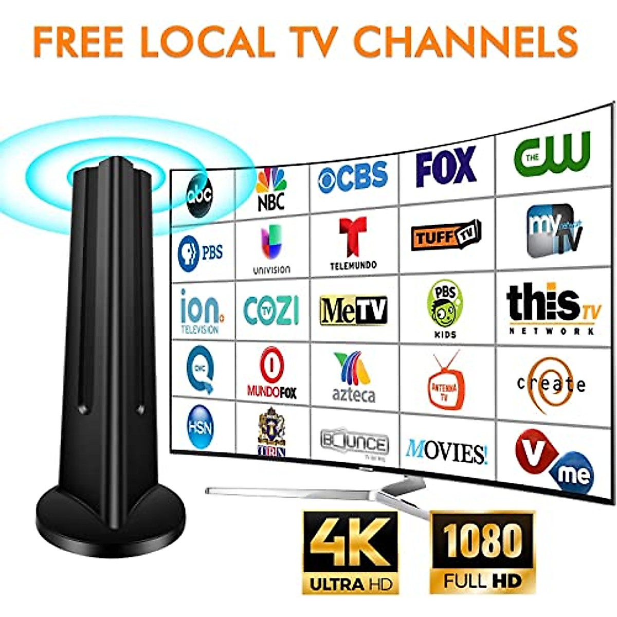 TV Antenna, 2022 Newest HDTV Indoor Digital TV Antenna 130 Miles Range with Amplifier Signal Booster 4K HD Free Local Channels Support All Television -10ft High Performance Coax Cable