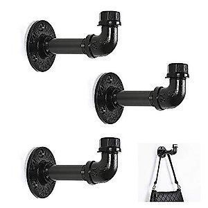 3 Pack Industrial Pipe Towel Hooks, Vintage Wall Mounted Heavy Duty Coat Robe Clothes Hanger for Bathroom Bedroom Farmhouse