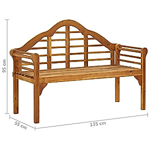 Tidyard Patio Queen Bench with Cushion, Acacia Wood Park Bench, Wooden Outdoor Bench Chair for Entryway Yard Porch Backyard Patio 53.1 x 21.7 x 37.4 Inches (W x D x H)