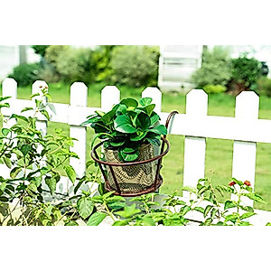 Kingbuy Balcony Rail Planters Hanging Railing Plant Holder Stand Flower Pot Basket for Fence Patio Deck Planter Outside and Indoor, 3 Pack, Black (Removable)
