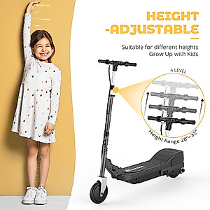 MAXTRA Electric Scooter for Kids Ages 6-12, 60 Mins Long Battery Life, Foldable ＆ Adjustable Handlebar Height