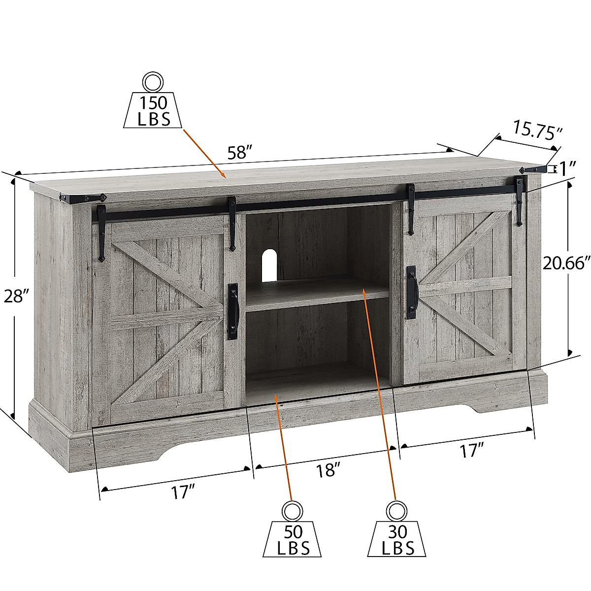 OKD Farmhouse Coffee Bar Cabinet, 58 Inch Buffet Sideboard Cabinet w/Sliding Barn Door, Adjustable Storage Shelves, Rustic Kitchen Storage Pantry for Dining Room, Living Room, Light Rustic Oak