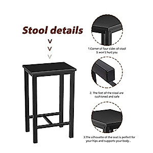 MIERES 4, Counter Height Table & Stools, Bar Chairs, Kitchen Dining Table Set for Breakfast Nook, Small Space Living Room, Black