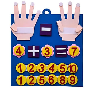 Montessori Kindergarten Math Toys Felt Finger Math Numbers w/Hanging Loop, Felt Boards for 3+, Math Games for Kindergarten, Homeschool Curriculum, Multiplication Board, Social Emotional Learning