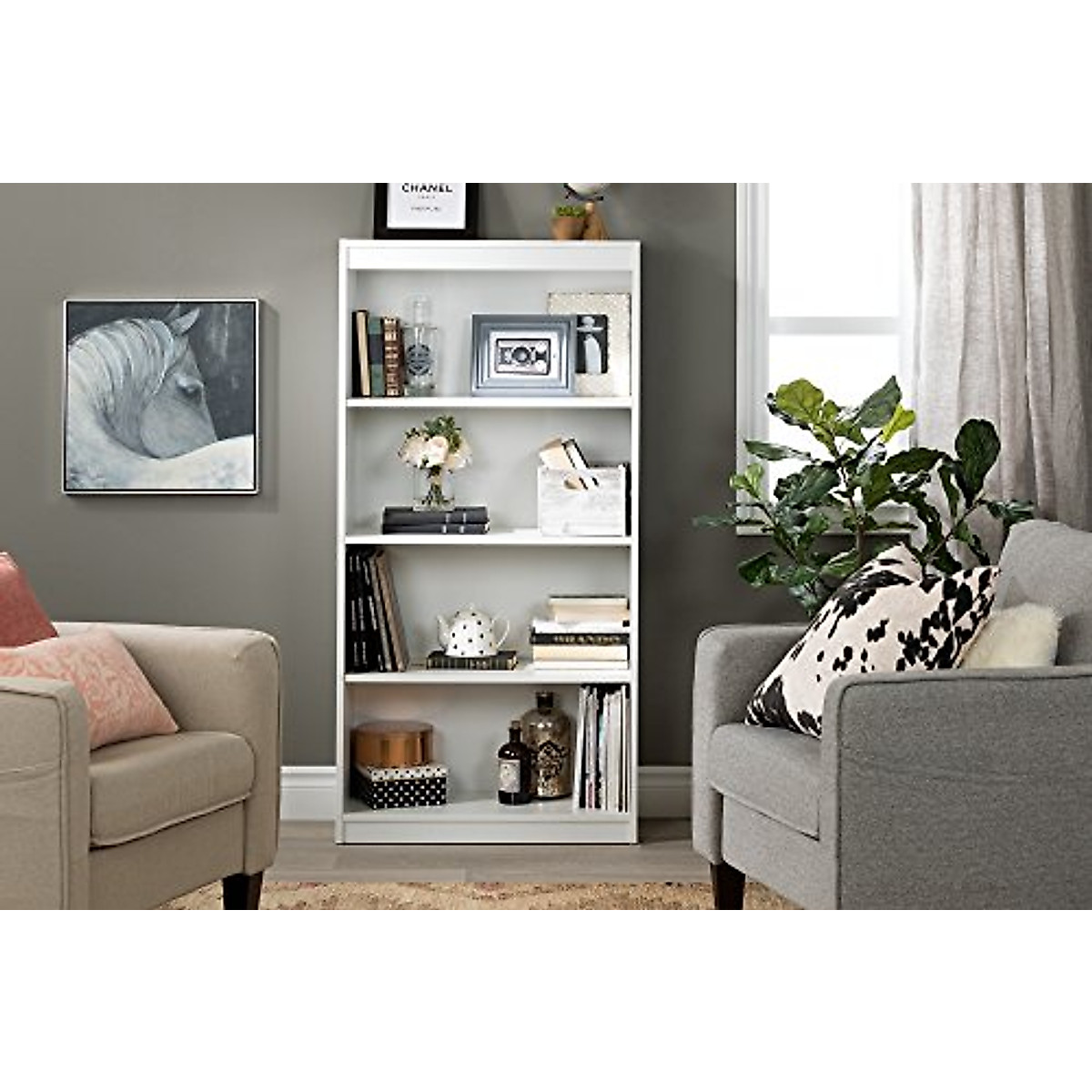 South Shore Axess 4-Shelf Bookcase, Pure White