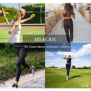 MSACRH Women’s Tennis Skirted Leggings with Pockets Active Skort Athletic Ruffle Pleated Golf Skapri with Skirt