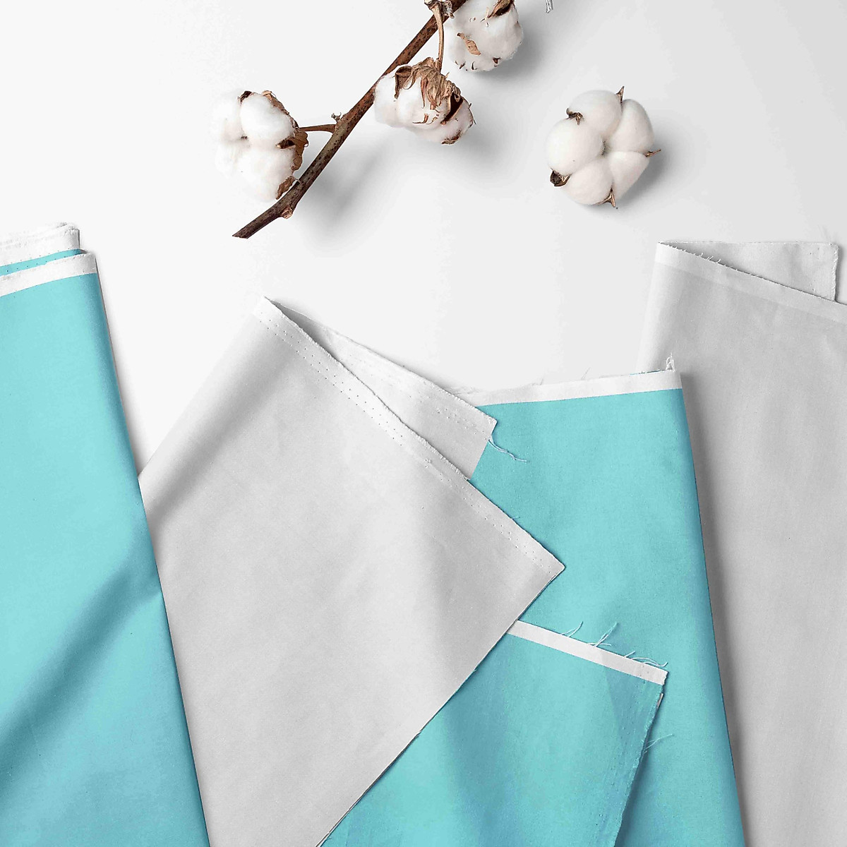 Bacati - Mix N Match White with Band at Bottom Crib Skirt Dust Ruffle (White/Aqua)