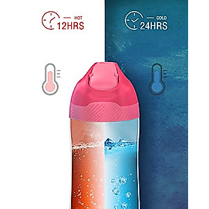 EIJIAN Kids Insulated Water Bottle With Straw Lid 14oz, Leak-Proof BPA-FREE Metal Drink Flask, Double Wall Vacuum Stainless Steel Cup For Toddlers, Girls, Boys - Suitable For School, Outdoor, Travel