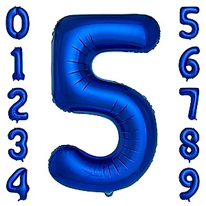 Navy Blue Number 5 Balloons 40 Inch Large Dark Blue Helium Foil Balloons for Birthday Party 2022 Graduation Decorations Anniversary Celebrations (Number 5)