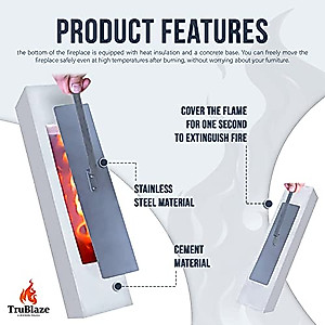 TruBlaze Tabletop Rectangle Fire Pit - 18 inch Concrete Portable Table Top Fireplace Indoor/Outdoor Isopropyl Alcohol Fueled Firepit Bowl (Classic)