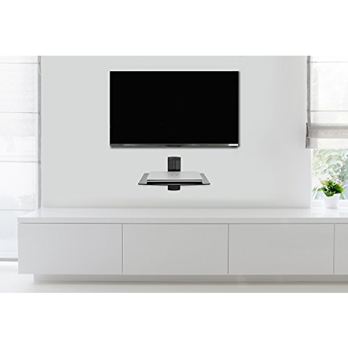 Mount-It! Floating Wall Mounted Shelf Bracket Stand for AV Receiver, Component, Cable Box, Playstation4, Xbox1, VCR Player, Blue Ray DVD Player, Projector, Load Capacity 17lbs, One Shelf