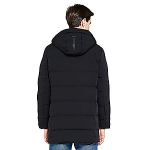 Orolay Men's Double Snap Winter Down Coat Thickened Jacket with Stand Collar Pirate Black M