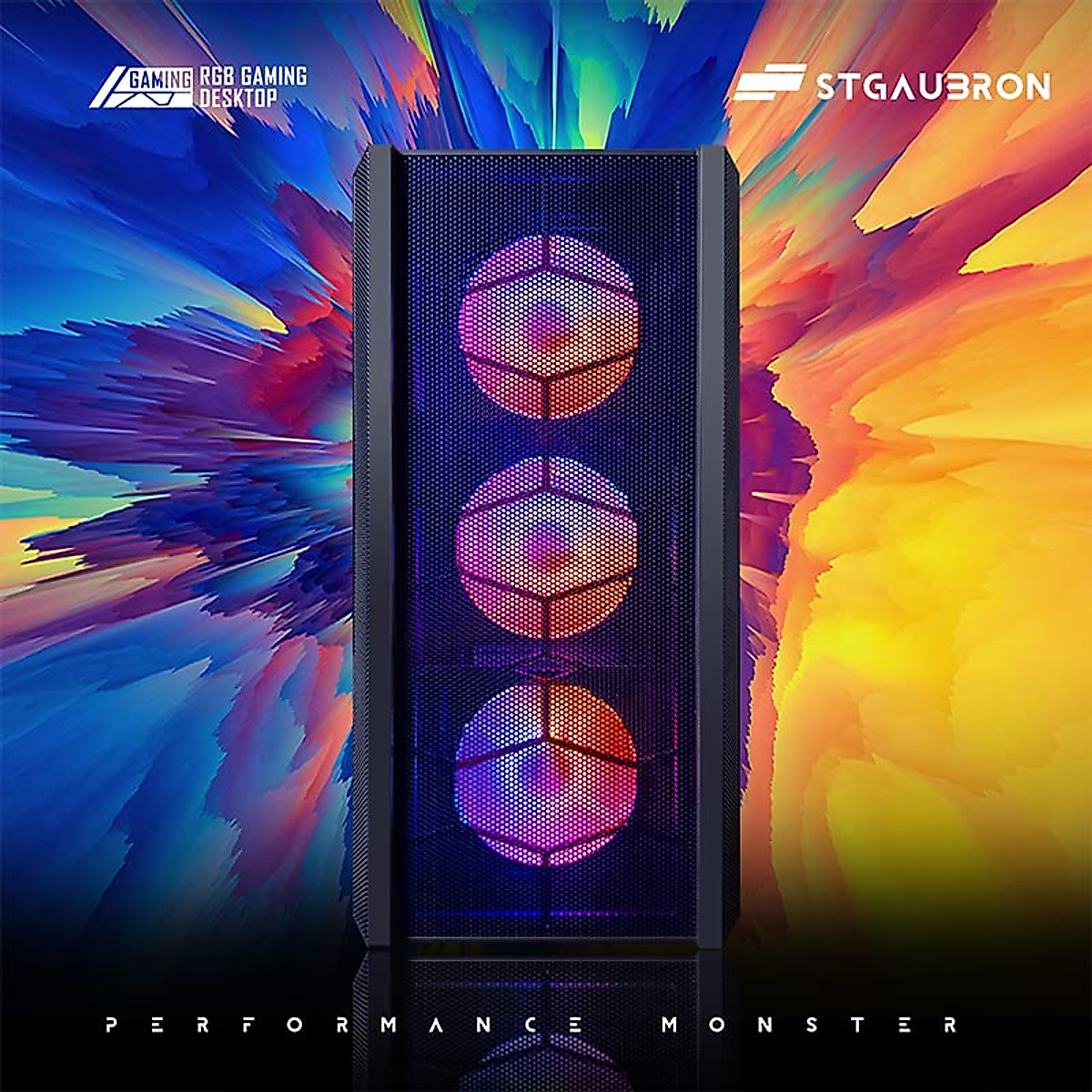 STGAubron Gaming Desktop PC,Intel Core i5-10400F up to 4.3G,GeForce RTX 2060 Super 8G GDDR6,16G DDR4,1T SSD,WiFi,BT 5.0,RGB Fan x6,RGB Keybaord&Mouse&MS Pad,RGB BT Sound Bar,RGB BT Gaming Mic,W11H64