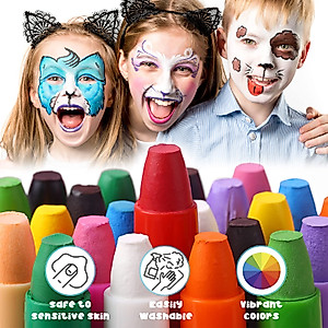 BOBISUKA Face Body Paint Sticks Kit, 12 Color Water Based Face Painting Crayon Set for Art Theater Halloween Party Cosplay Clown SFX Makeup for Women Adults, Non-Toxic Washable