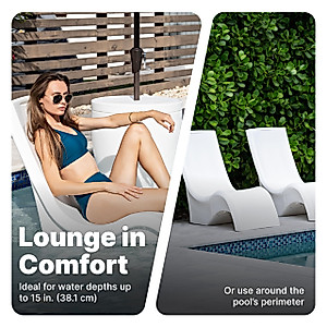 Step2 Vero Pool Chair, Fade-Resistant, Waterproof Patio Furniture for Sun Shelf, Use in Pools up to 15-Inches of Water, Weighted, 43"D x 23"W x 37"H, Resin, White