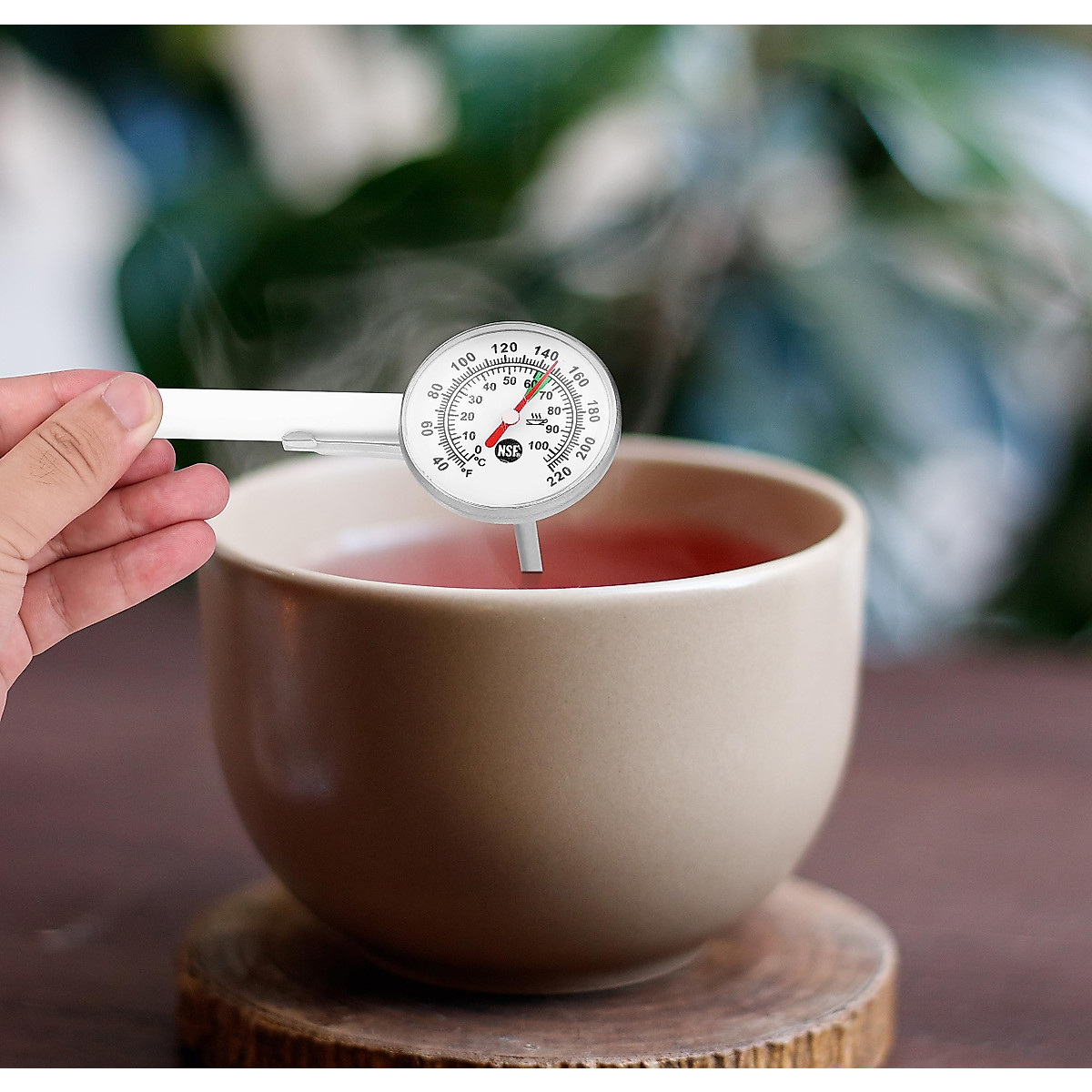 Efengcook Instant Read 1-3/4 Inch Food Thermometer with Clip,Best for The Coffee Drinks,Chocolate Milk Foam (White Dial 1)