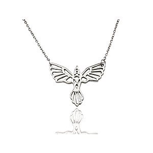 quan jewelry Phoenix Pendant Women Necklace, Bird Charm with Motivational Quote Card,Gift for Mom, Sister - Handmade (Silver Tone)