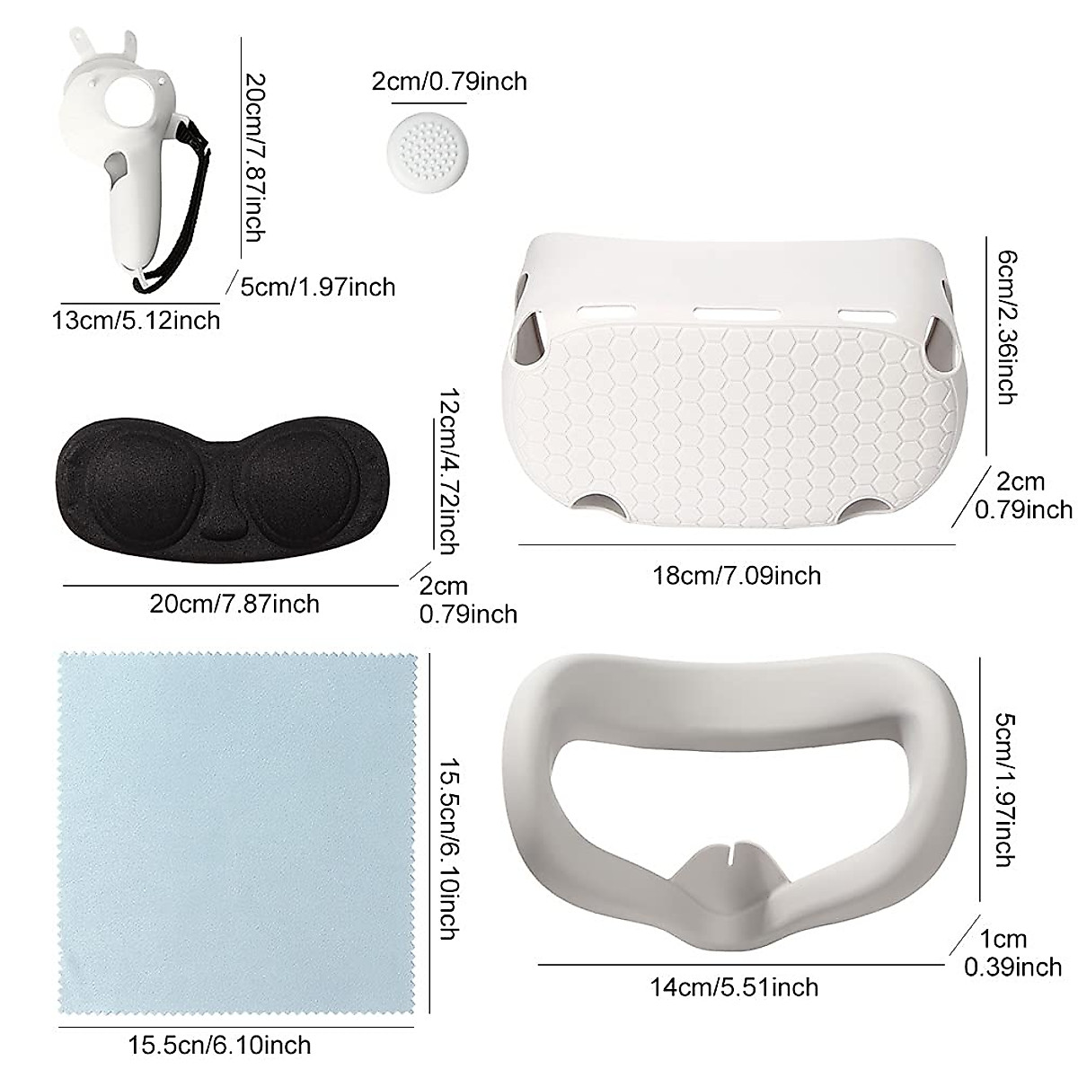 BWWNBY Soft Silicone Game VR Accessories Facial Pad Protective Cover Set VR Headset Cover Fit for Oculus Quest 2(Grey)